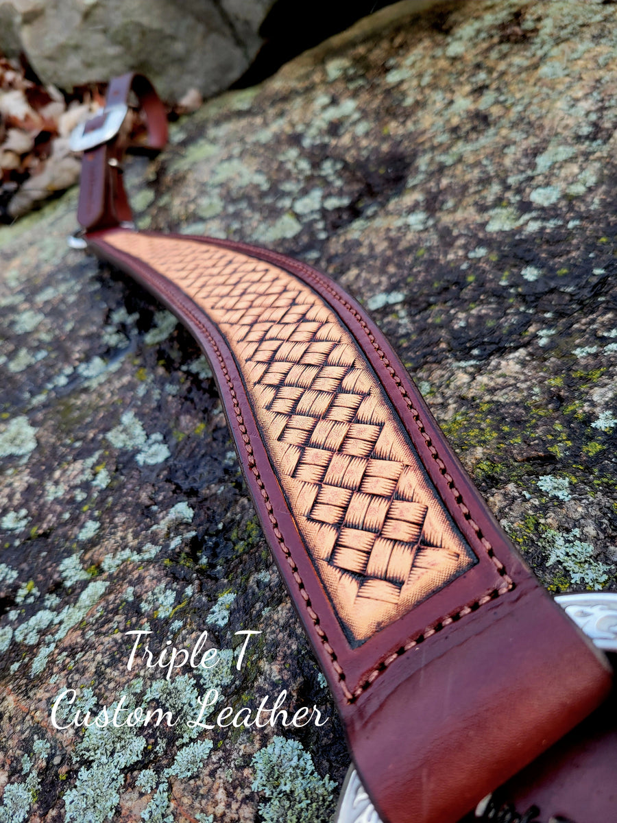 Square Weave Hand Tooled Two Tone Breastcollar – TTT-Custom-Leather-