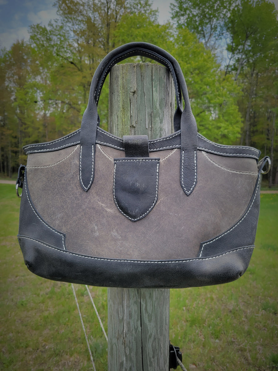 Black & Grey "Selena" Distressed Leather Tote Bag – TTT-Custom-Leather-