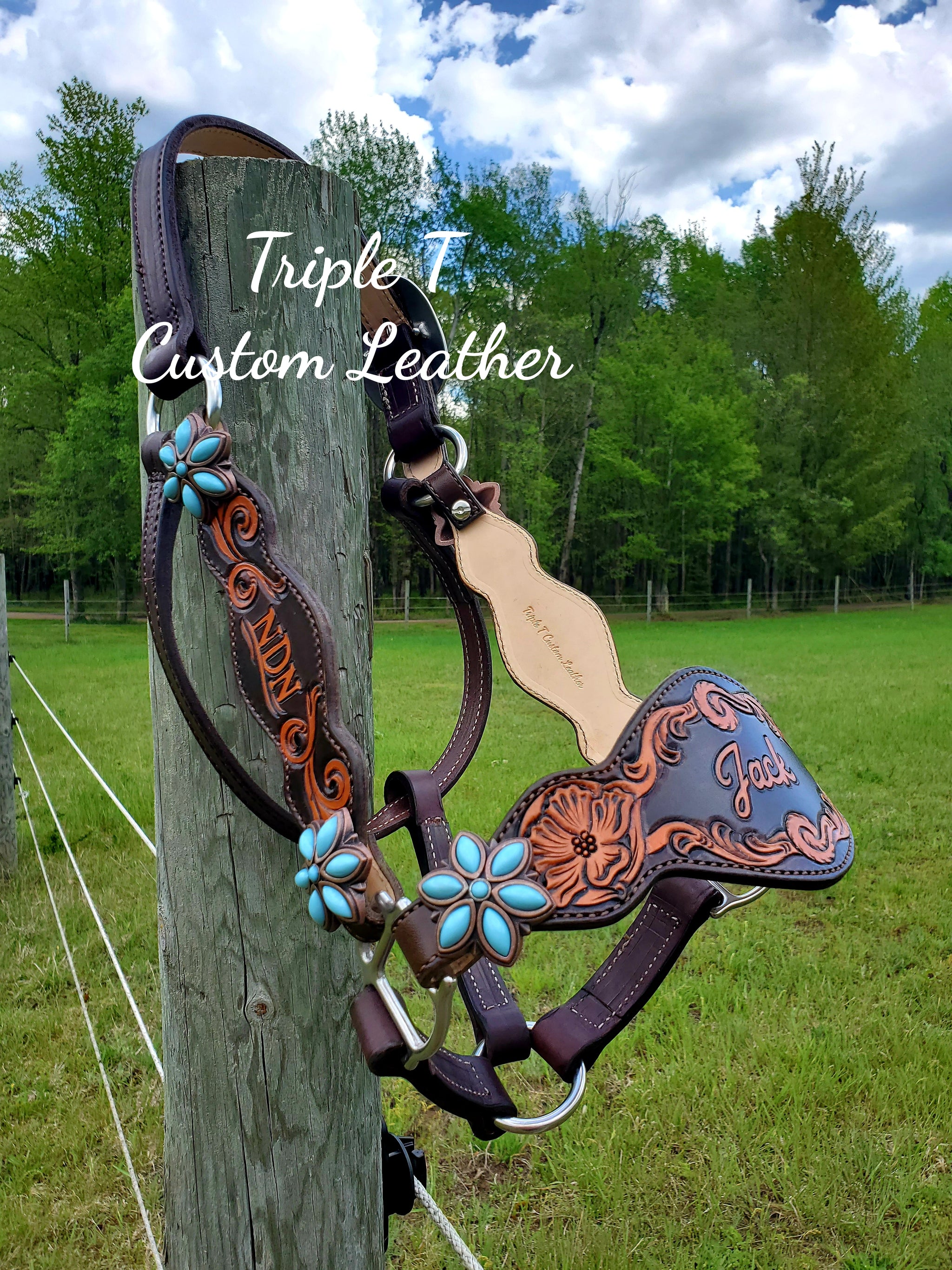 Fancy Tooled Full Leather Halter Shape #2 – TTT-Custom-Leather-