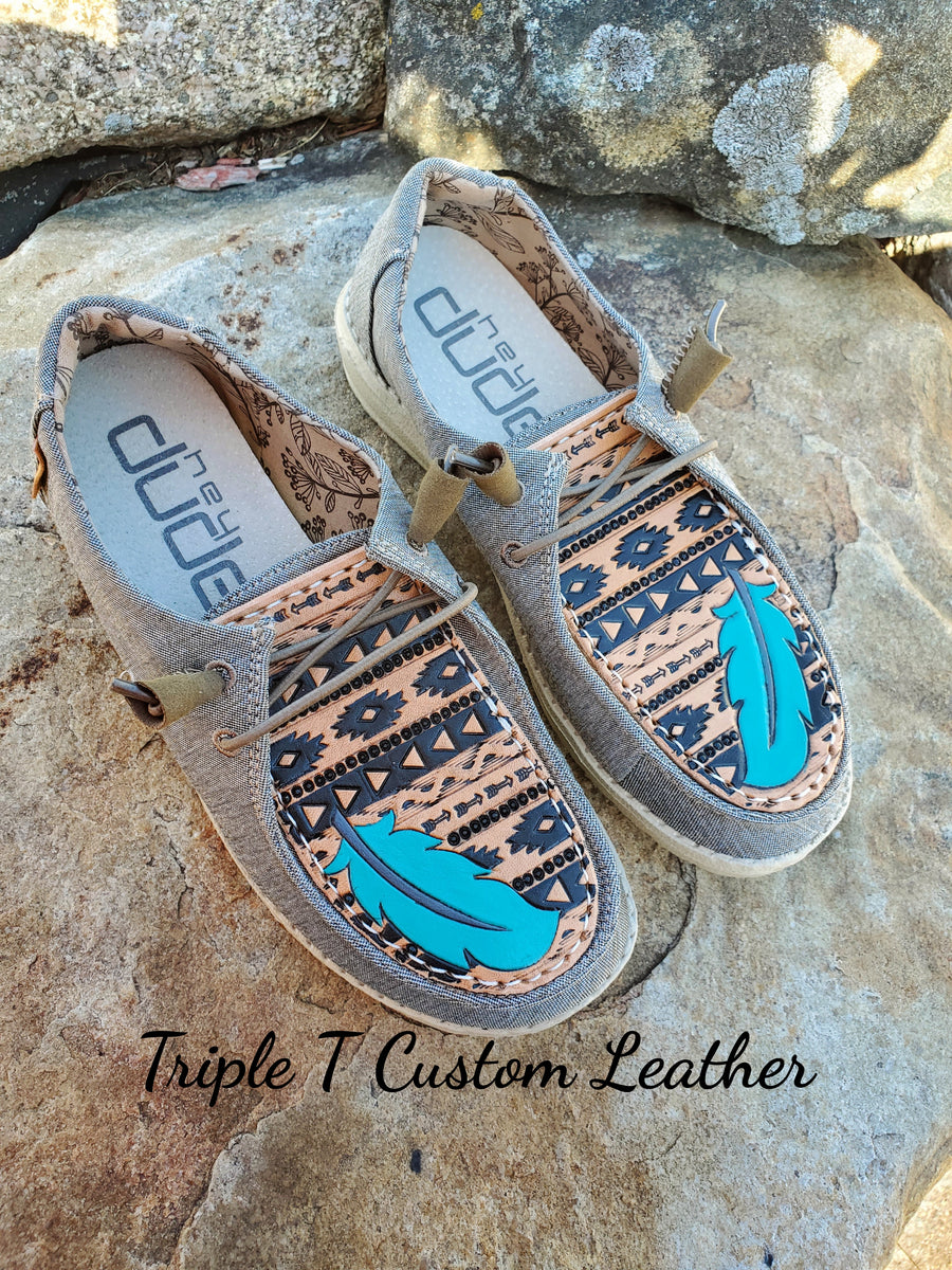 Aztec Custom Leather Topped Shoes- Women's – TTT-Custom-Leather-