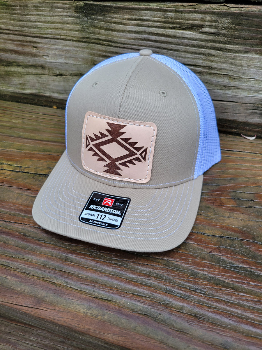 Big Aztec Leather Patch Hat – TTT-Custom-Leather-