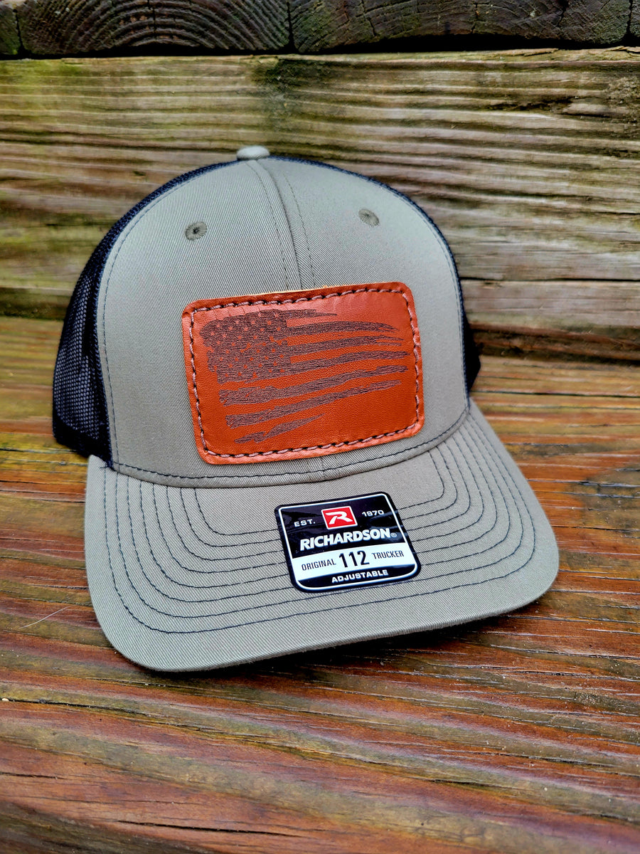 Distressed Flag Leather Patch Hat – TTT-Custom-Leather-